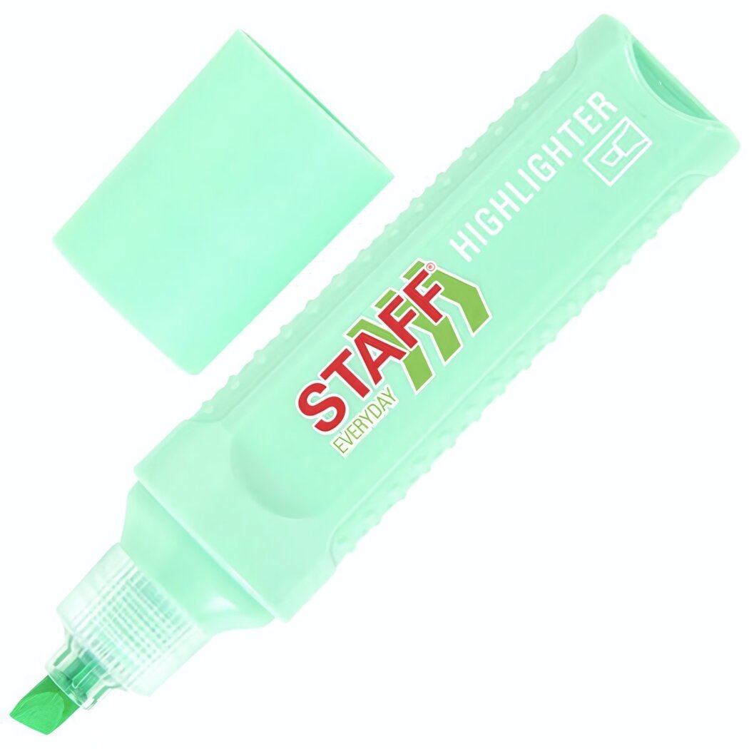 Текстовыделитель бирюзовый STAFF «Everyday HL-707», скошенный наконечник 1-5 мм, удобный захват