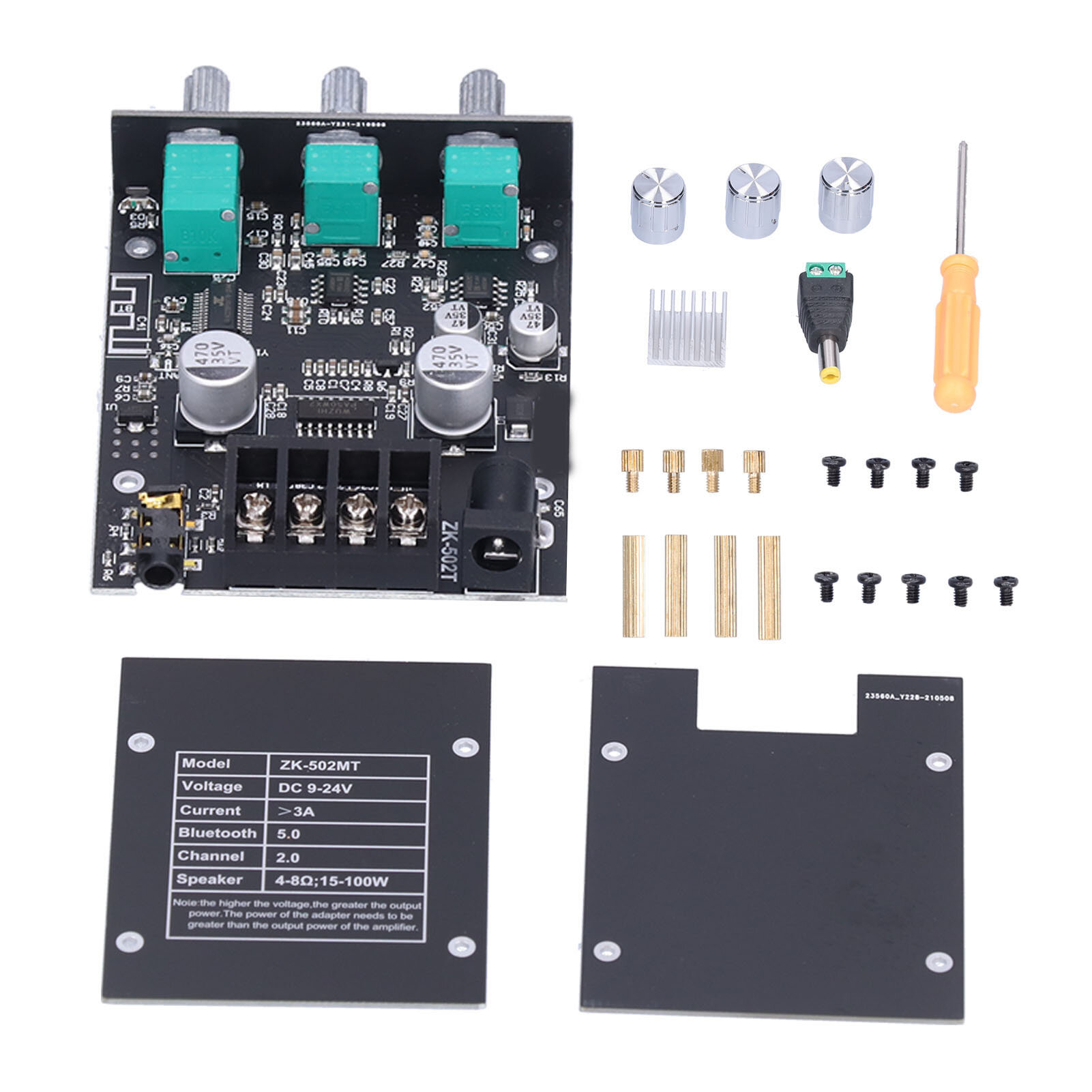 Модуль усилителя мощности Mini High Low Adjustment 2.0 Stereo Dual Channel 2x50W Audio Amplifier Board DC 9 to 24V