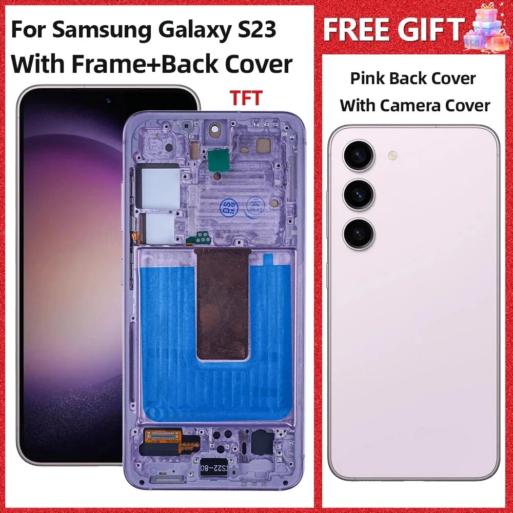 Высокое качество OLED для Samsung Galaxy S23 5G ЖК-дисплей с сенсорным экраном для Galaxy S23 S911B S911W S911N Замена ЖК-дисплея в сборе TFT Pink Kit