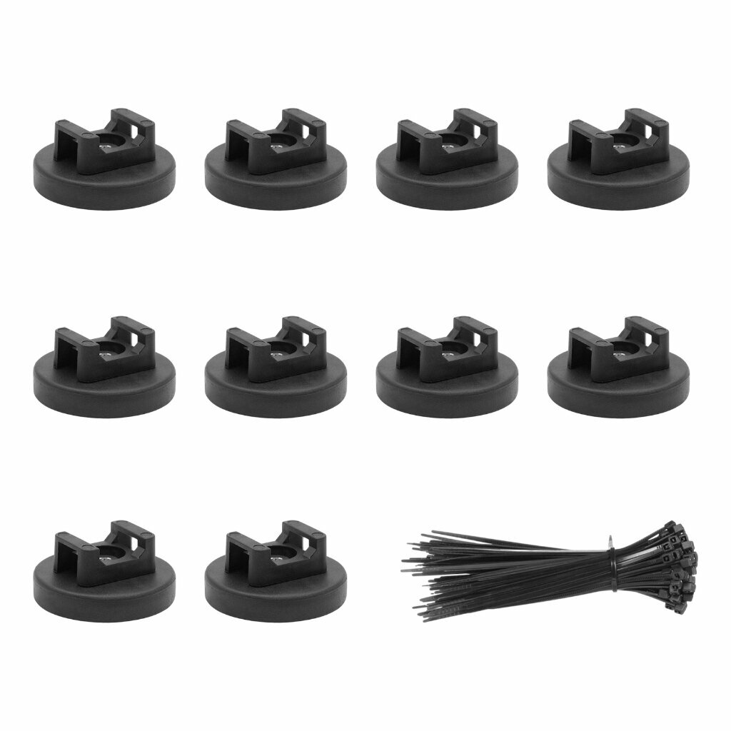 Черный комплект магнитных зажимов и стяжек для крепления кабеля в комплекте с системой управления кабелями Уменьшает беспорядок при организации пучка из 30 проводов