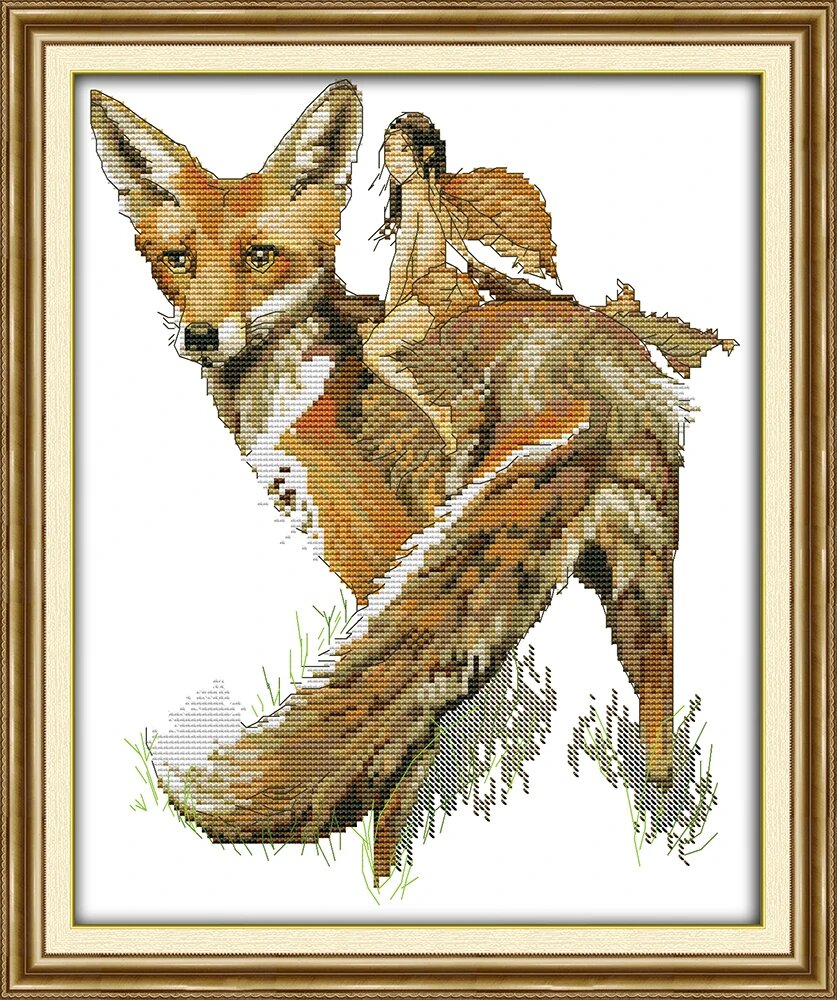 Набор для вышивки крестом Dreampattern «Лиса и Эльфин» 14ct unprint canvas