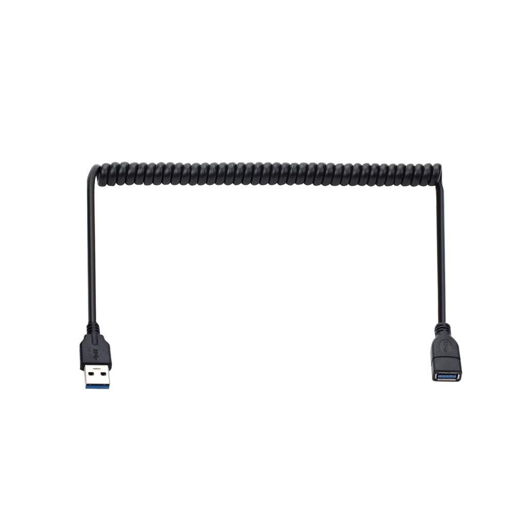 Coiled USB 3.0 Extension Cable Type A Male to Female Spirals USB Extension Cord for Fast Data Transfer and Charging