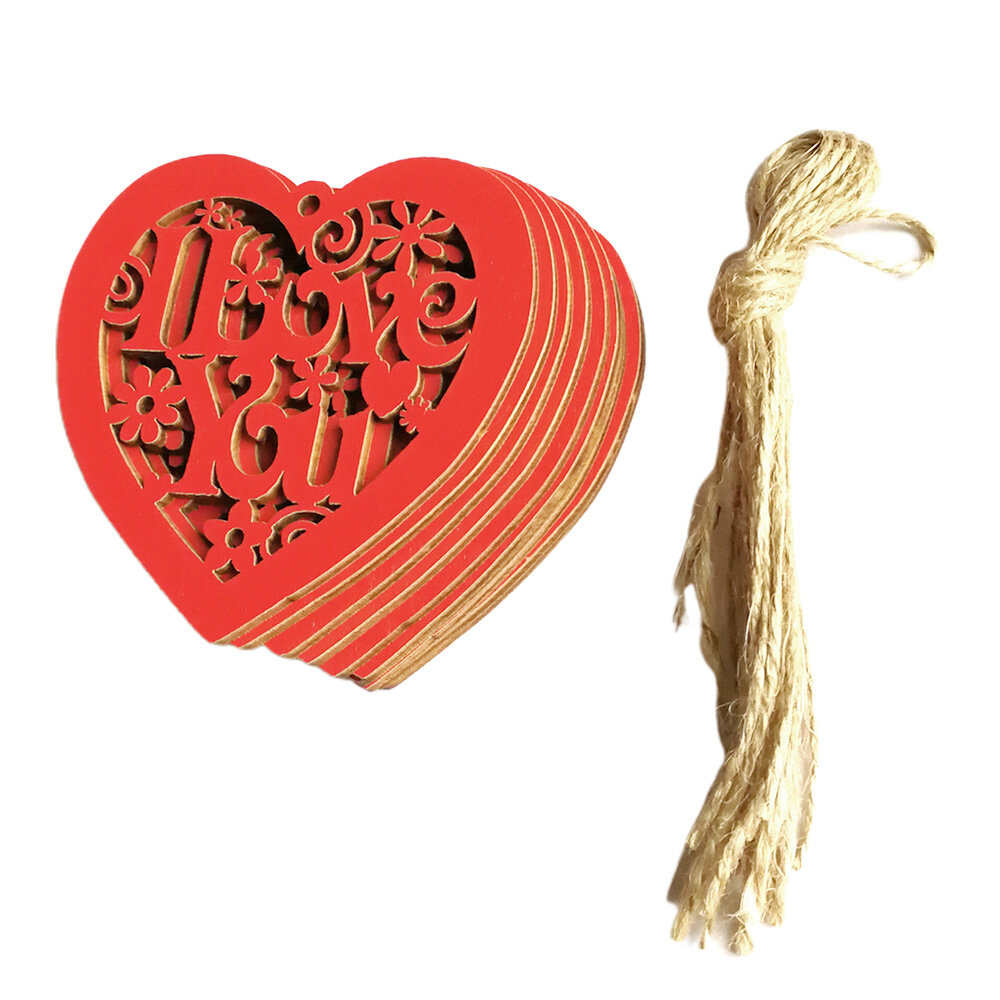 Деревянные Сердца: 10 Штук 80x80 мм с Фразой I Love You Идеальный Свадебный Декор - Легкие Подвесные Украшения с Цветочным Узором Универсальный Подарок для Вечеринки или Домашнего Декора