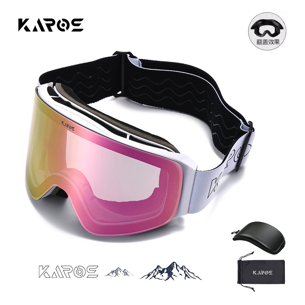2026 Крышка-флип KAROS Лыжные очки Большой цилиндр Двухслойные противотуманные очки для сноуборда и лыж для мужчин и женщин с близорукостью