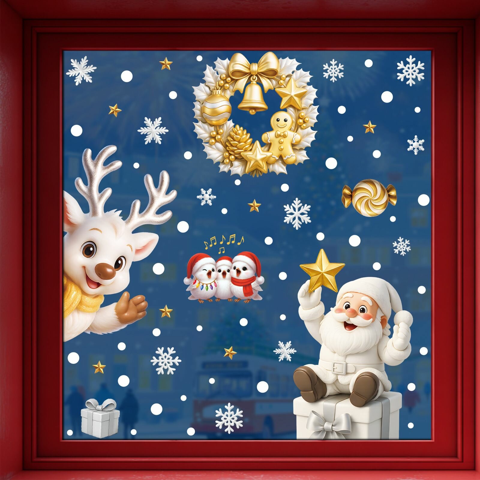 Рождественские украшения, наклейки на окна с изображением Санта-Клауса, наклейки на окна с изображением рождественских снежи