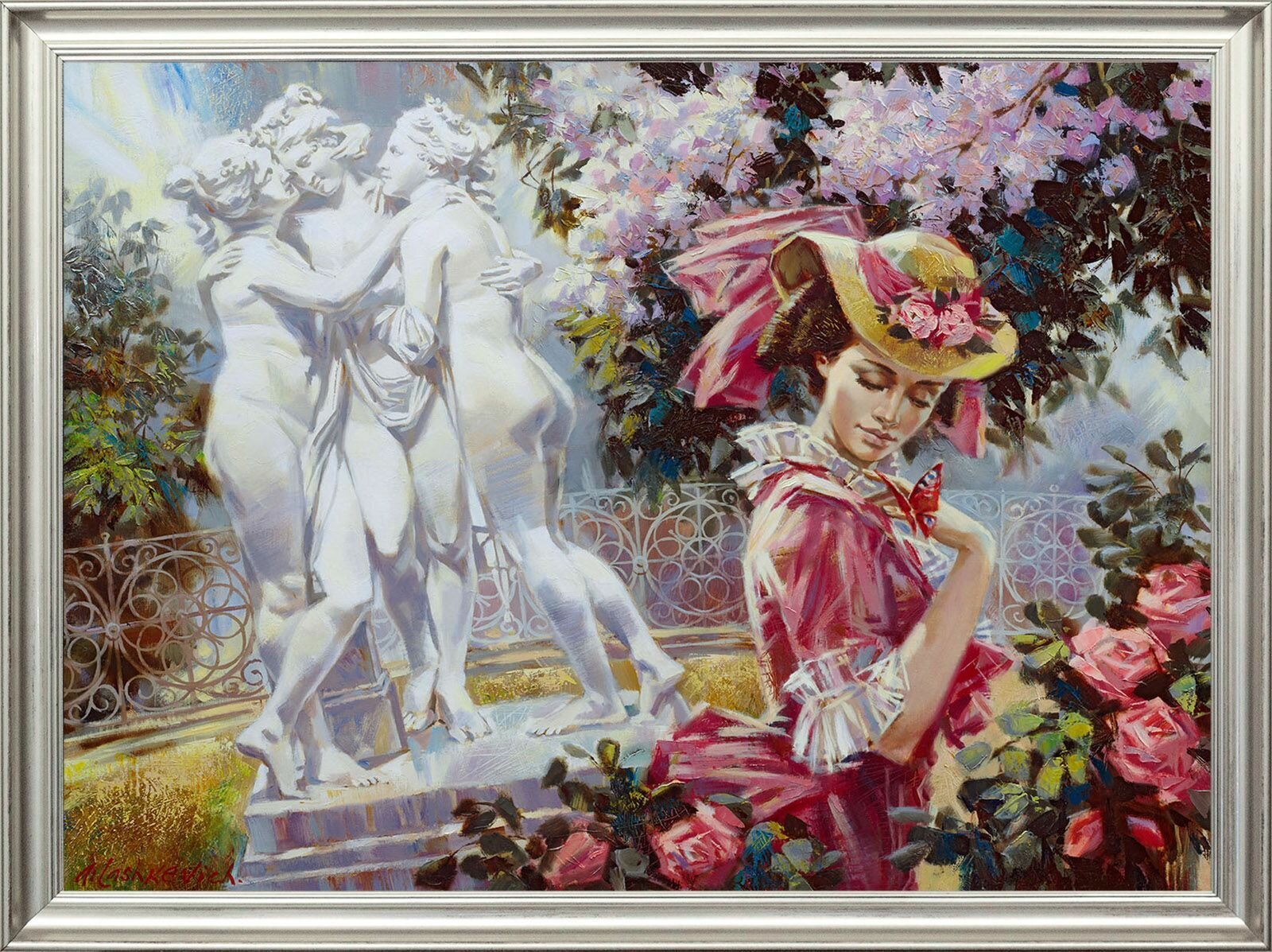 Картина "Четыре грации", 60х40 см, художник - Лашкевич А, оформлена в багет, Арт. ЛА3-60х40