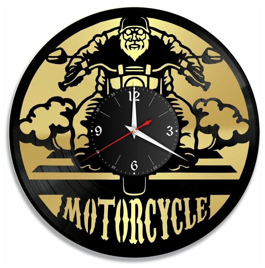 Часы из винила Redlaser "Мото, Motorcycle, мотоцикл " VW-10448-1