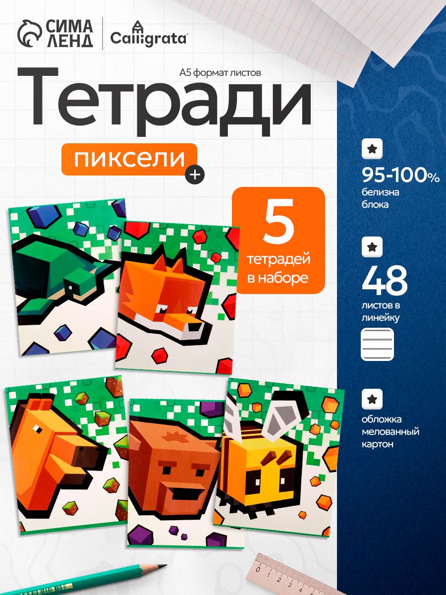 Тетради 48 листов в линейку набор 5 штук