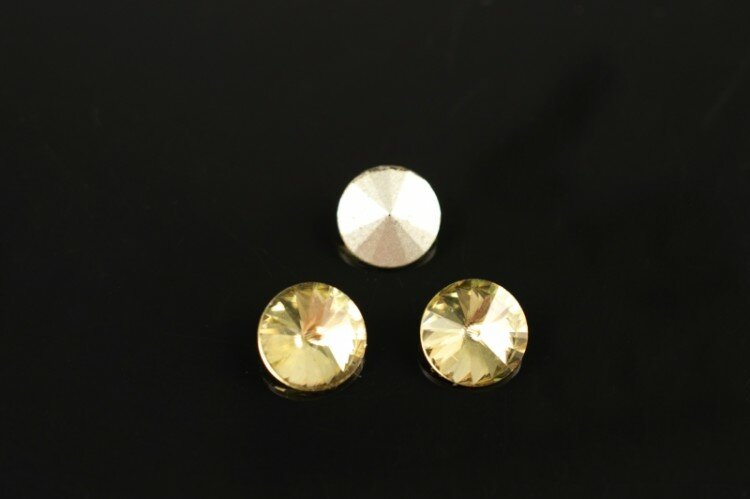 Кристалл Риволи 10мм, цвет желтый светлый, стекло, 26-037, 2шт