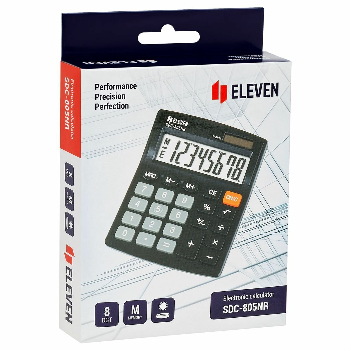 Калькулятор настольный Eleven SDC-805NR, 8 разр, двойное питание, 127*105*21мм