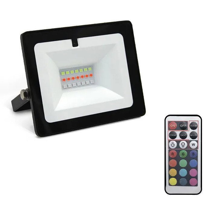 Набор Прожектор цветного свечения мультиколор (RGB) 10 ватт с пультом дистанционного управления {605-010} (2 шт)