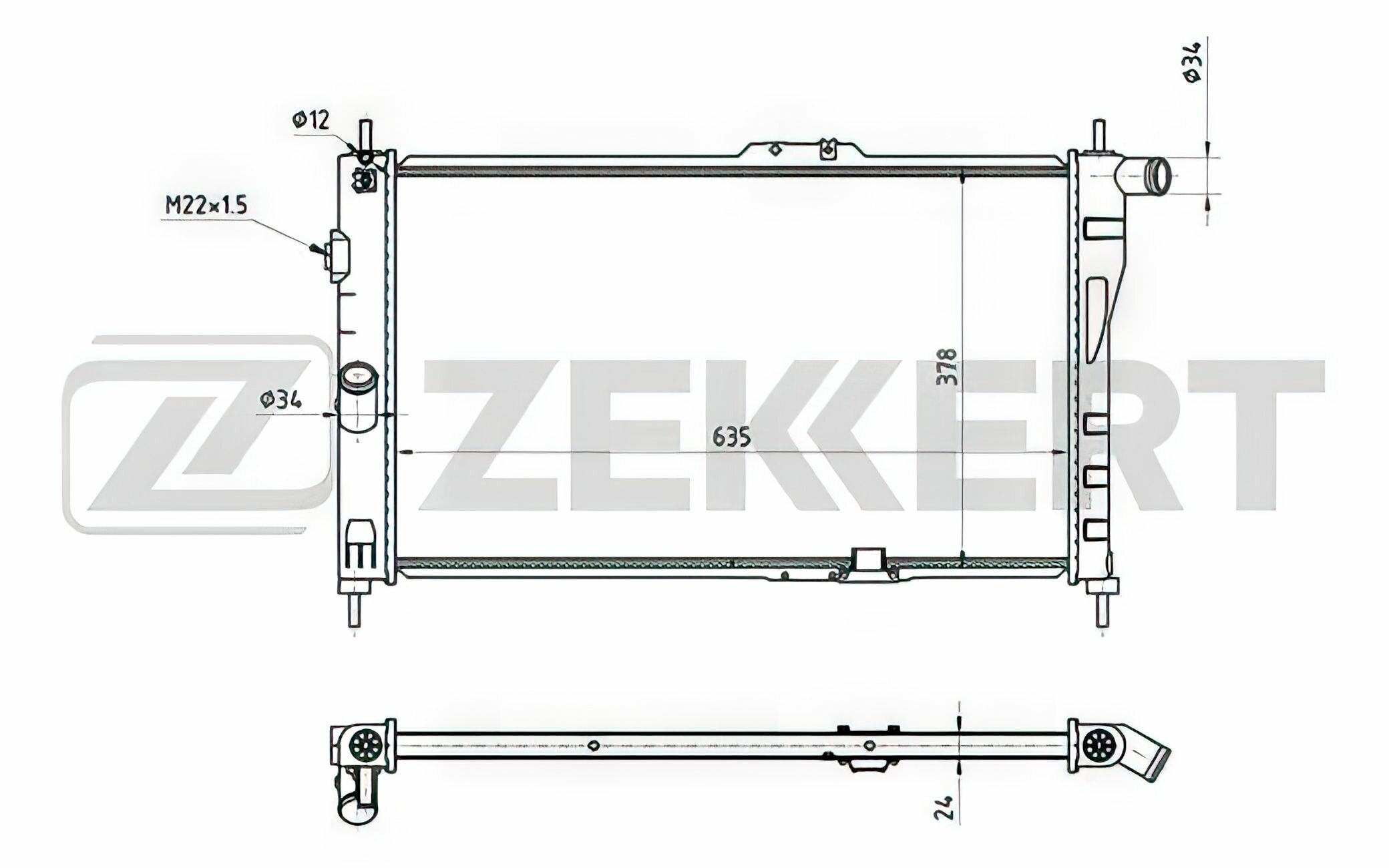 Радиатор охлаждения двигателя Daewoo Espero (KLEJ) 95- Zekkert арт. mk-1328