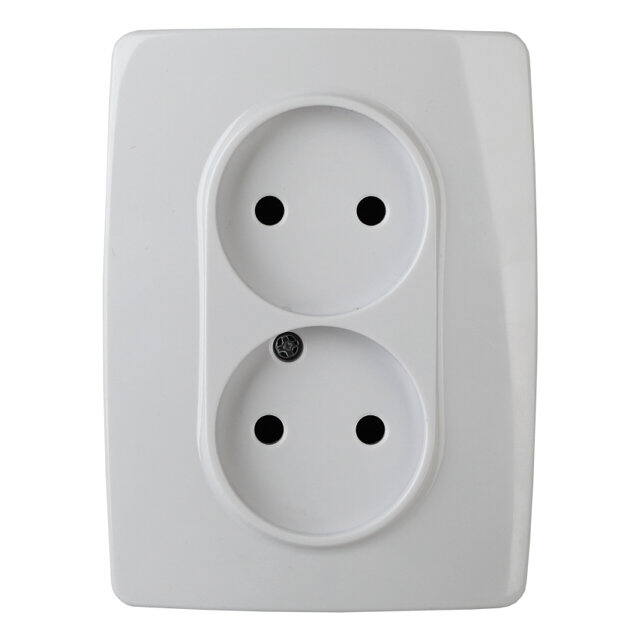 ЭРА розетка 2 поста серия 12 без заземления белый корпус для домашней электрики