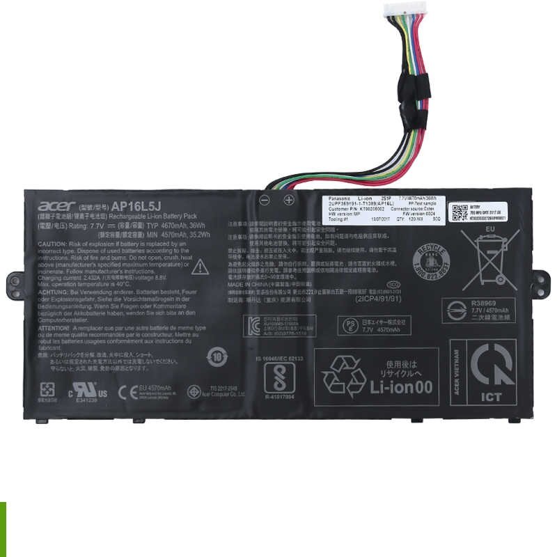 Аккумулятор для Acer (AP16L5J) Spin 1 SP111-32N, SP111-34N, 36. Wh, 4670mAh, 7.7V