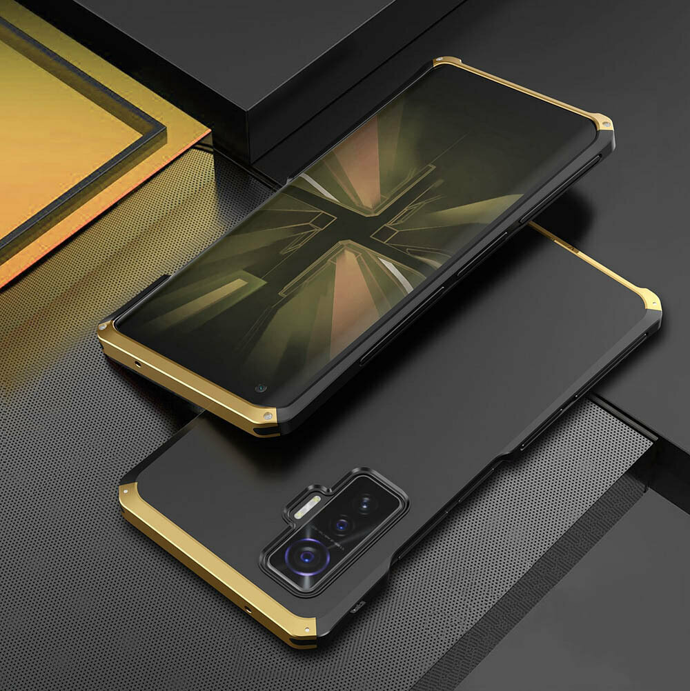 Противоударный чехол для Vivo iQOO 5 Pro, Case, черный с золотым