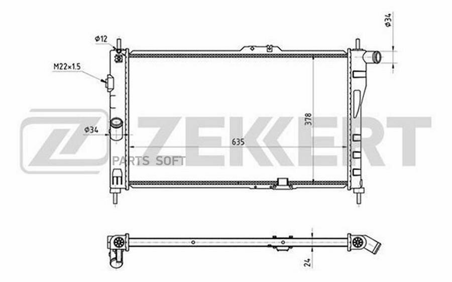 ZEKKERT MK-1328 Радиатор охлаждения двигателя Daewoo Espero (KLEJ) 95- ()