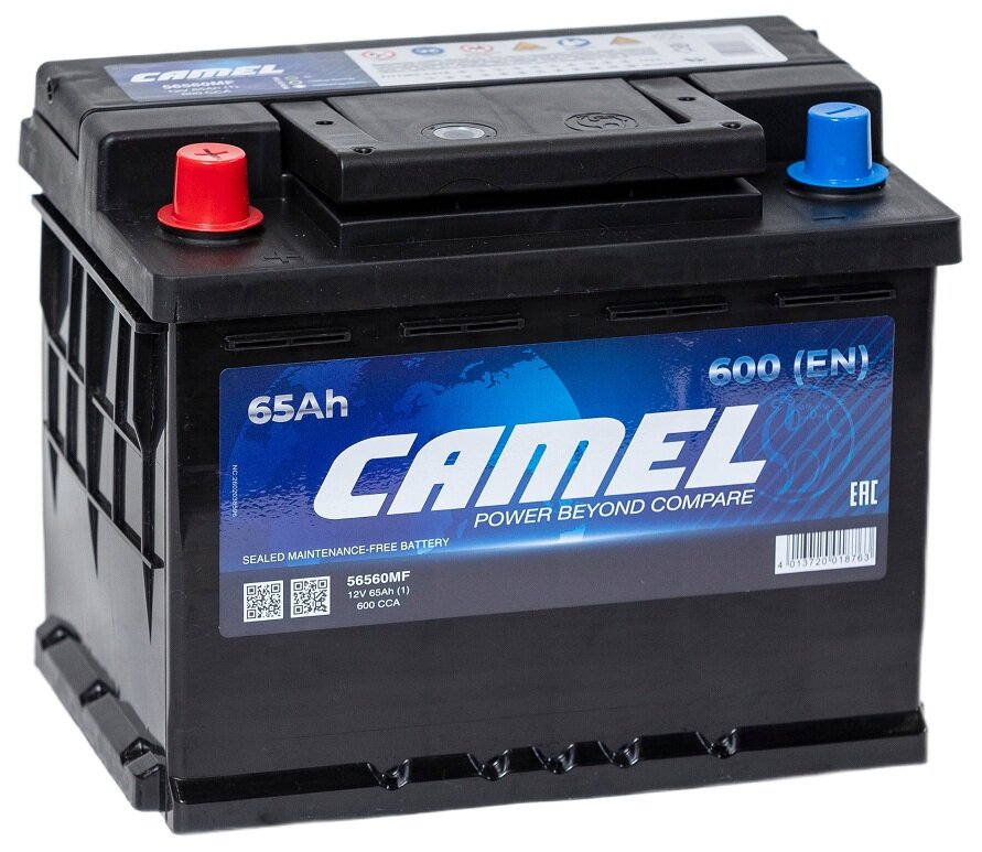 Аккумулятор автомобильный Camel 65 А/ч 630 А прям. пол. 56560MF Росс. авто (242х175х190)