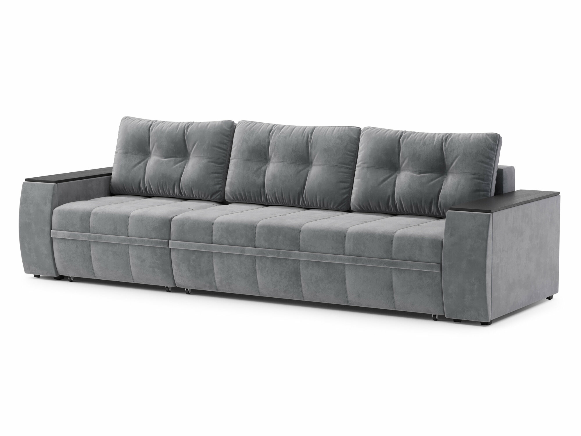 Диван - кровать Мустанг лонг с кресельной частью, с утяжками, подлокотники короба д/белья, для ежедневного сна, велюр, сп. место 160*270