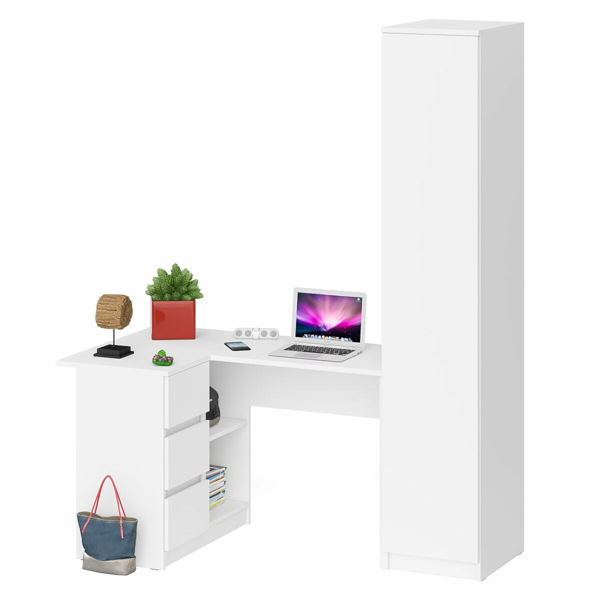 Угловой компьютерный стол для дома 165см белый Спасибо-Мебель