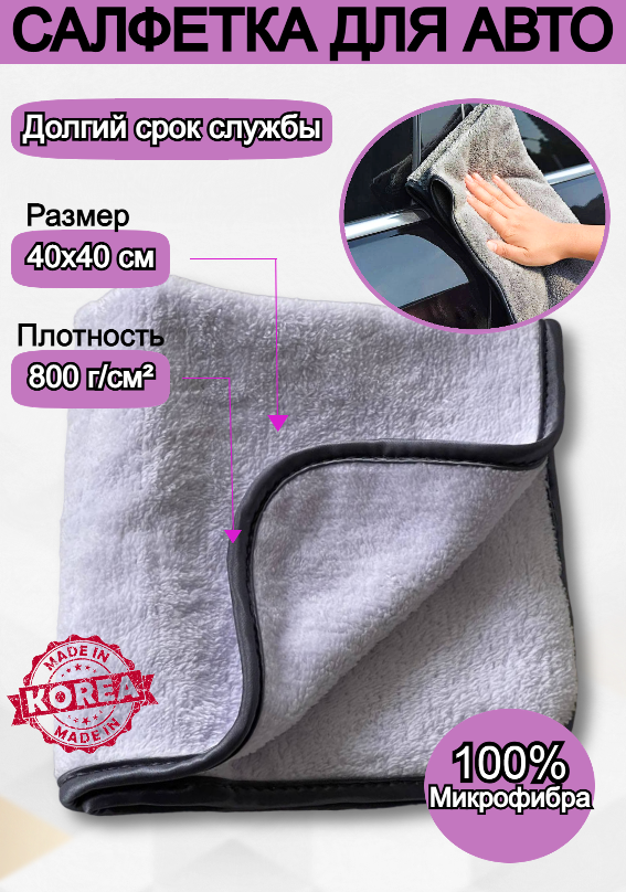 Автосалфетка "Tornado" микрофибра 40x40 см Premium