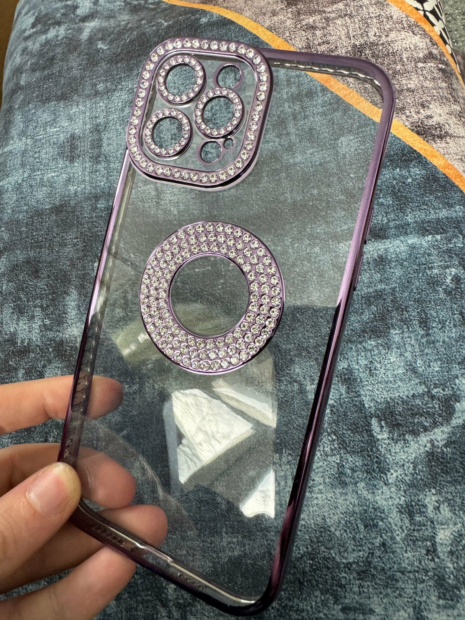 Чехол MyPads Ring, для iPhone 14 Pro, силикон, защита камеры, фиолетовый