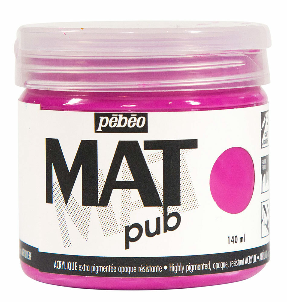 Акриловая краска Pebeo "Mat Pub", №1, экстра матовая, 256008, Розовый тирин, 140 мл