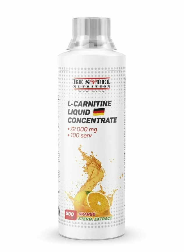 Л-карнитин жидкий концентрат Be Steel Nutrition L-Carnitine Liquid Concentrate 72000мг 0,5л (апельсин)
