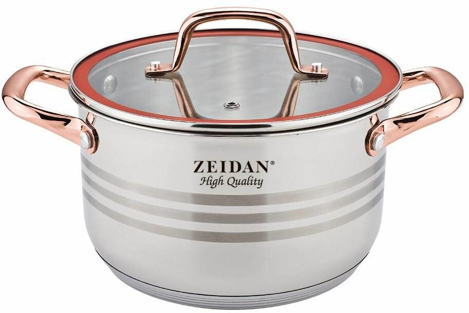 Кастрюля с крышкой нержавеющая сталь 2.1л, 16 см, Zeidan, для индукционной плиты