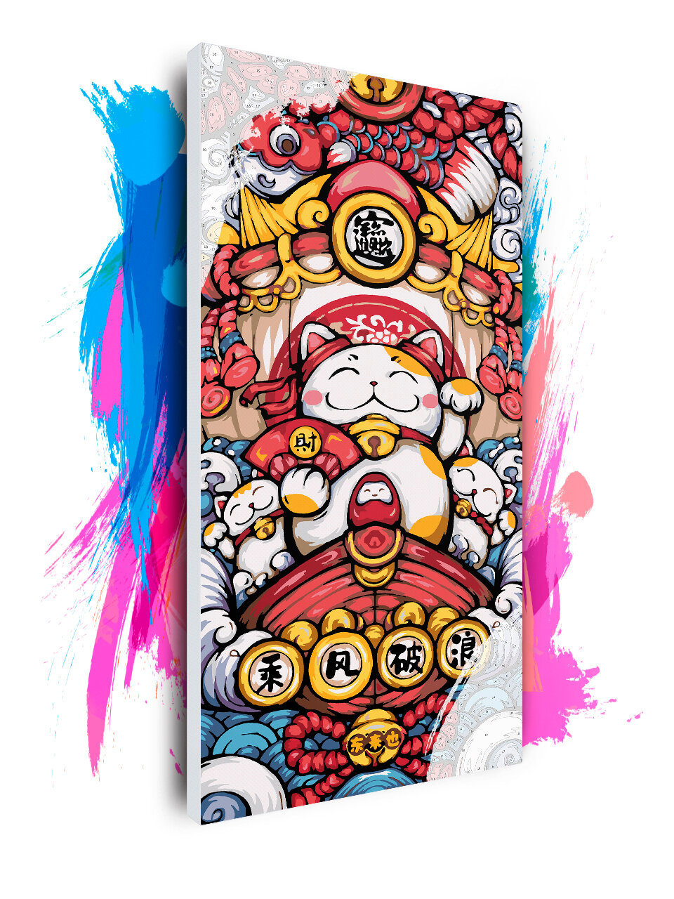 Картина по номерам на холсте Денежный кот Манеки Удача, 30 х 60 см