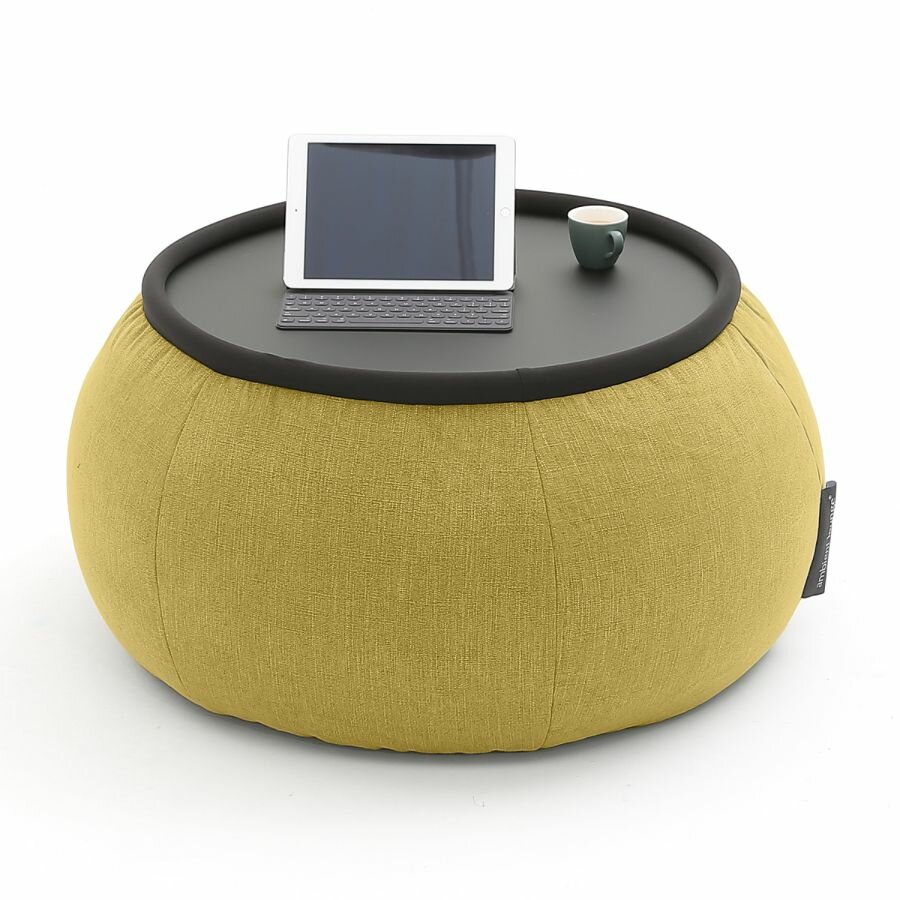 Бескаркасный мягкий столик пуф Ambient Lounge - Versa Table - Yellow Shine (шенилл, желтый)