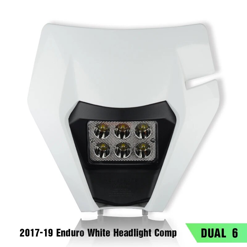PowerZone мотоциклетный светодиодный головной фонарь фара Головной фонарь обтекатель для KTM 2021 EXC 2022 EXC SXF MX внедорожный велосипед эндуро светодиодный головсветильник Белый, 17-19 DUAL 6 White