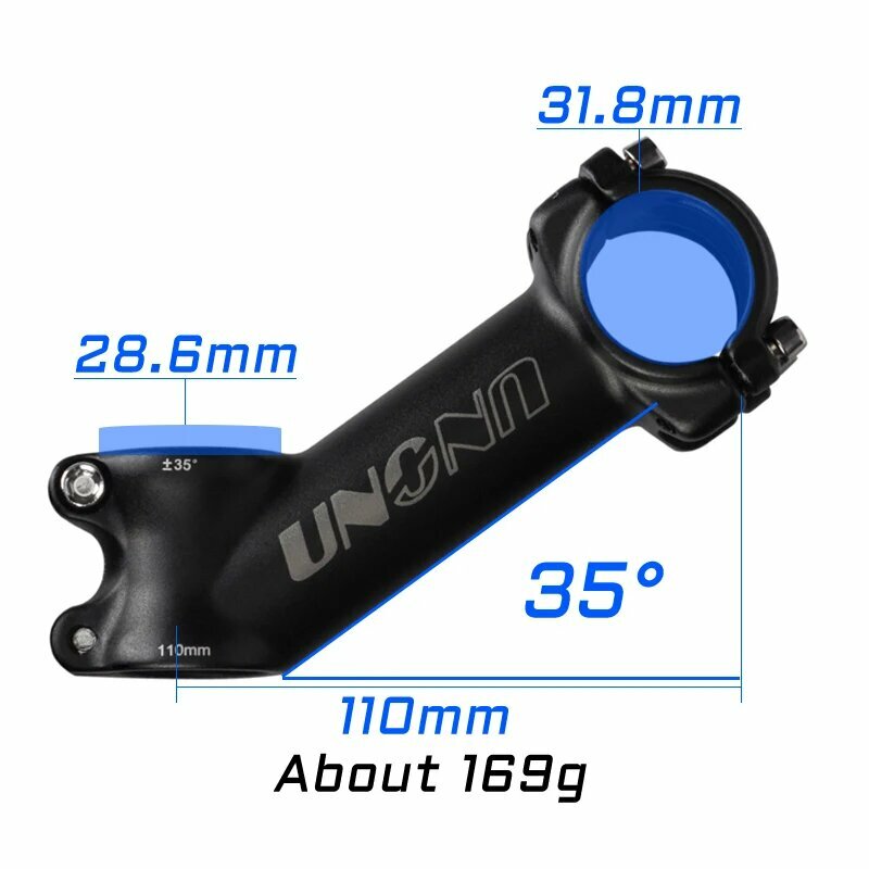 UNO Вынос руля MTB матовый черный 31,8 мм 60-130 мм Темно-синий, 31.8x110mm stem 35