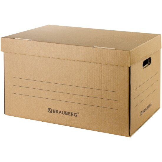 Короб архивный Brauberg Делопроизводство (325х480х295 мм), с крышкой, гофрокартон, , 126523