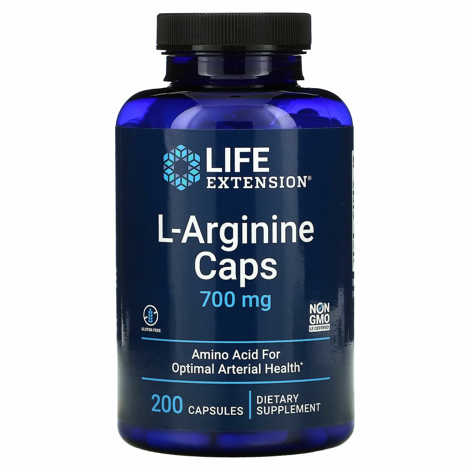 Life Extension L-Аргинин, L-Arginine 700 мг, Поддержка сердечно-сосудистой системы 200 капсул