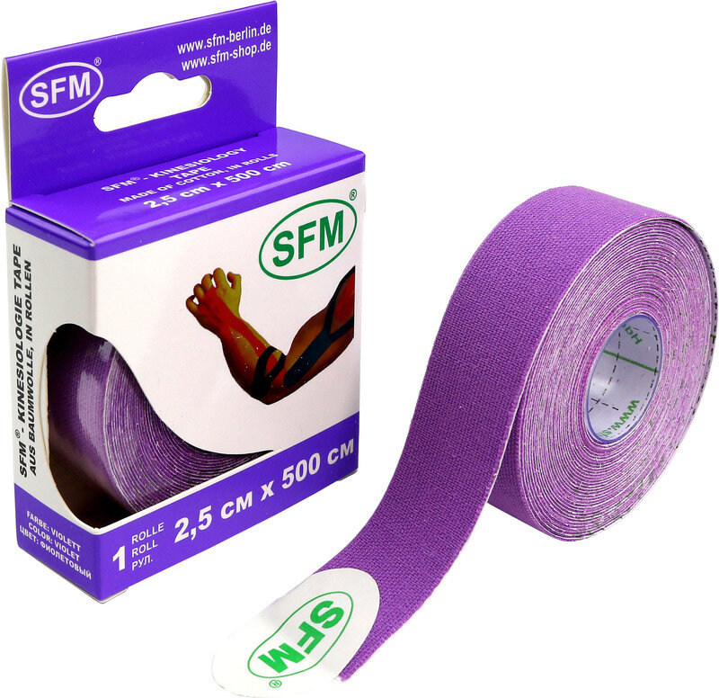 Лента кинезиологическая SFM-PLASTER Хлопок 2,5смх500см (фиолетовый)