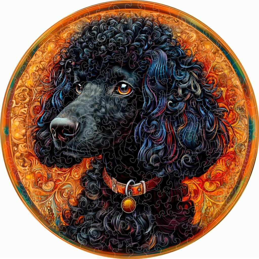 Деревянный пазл BoberBox "Мандала Пудель чёрный", 262 деталей