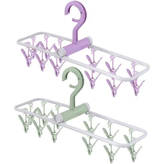 Вешалка с 12 прищепками складная Мультидом VL75-32, 36,5х11х12 см в ассортименте