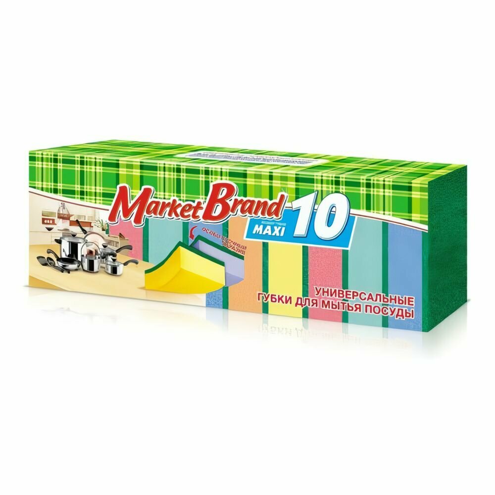 Русалочка губка для мытья посуды макси, 10 шт/уп, 1 уп