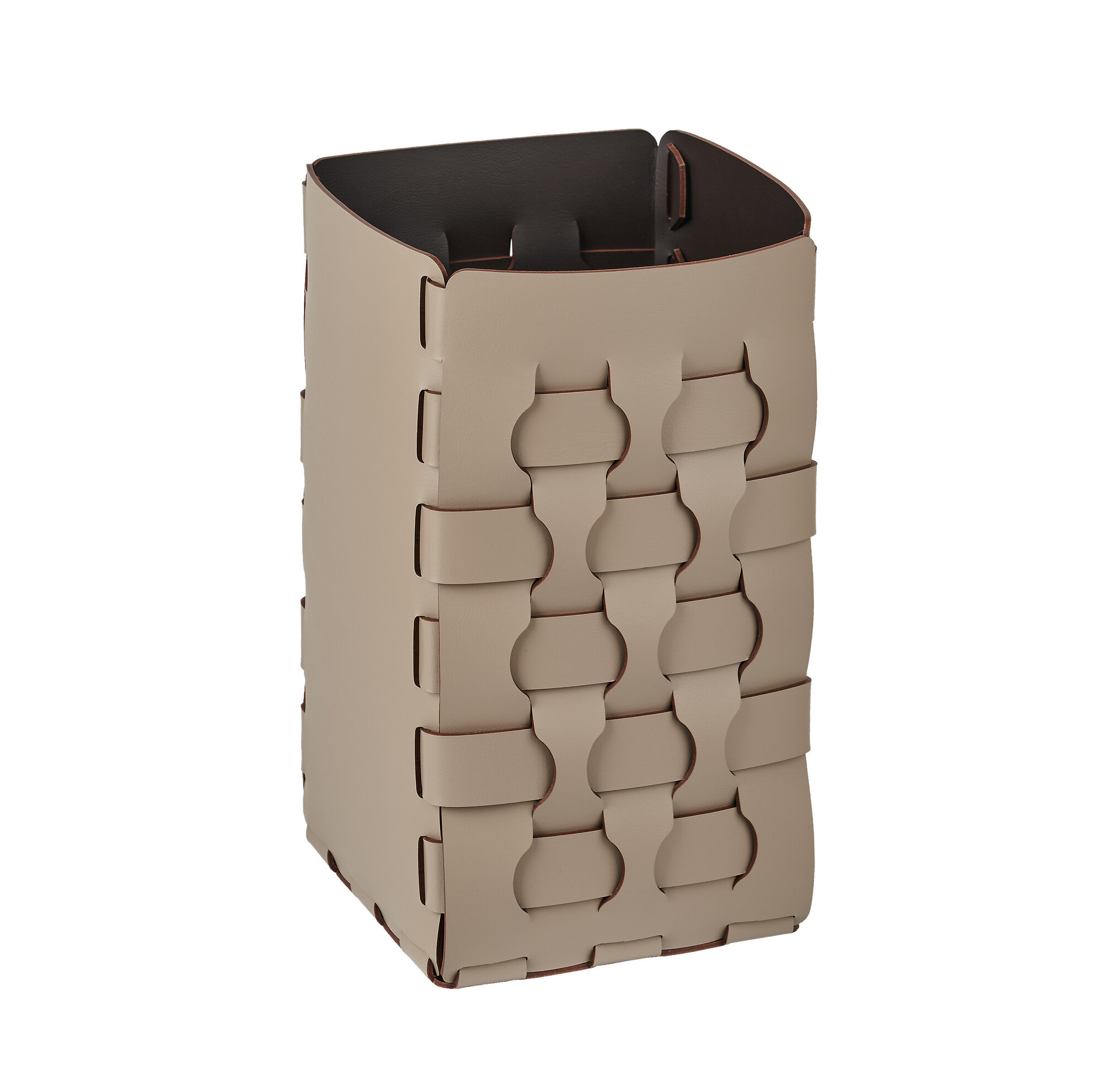 Мусорная корзина ADJ "Dubai", натуральная кожа, бежевая, 20х20х35 см