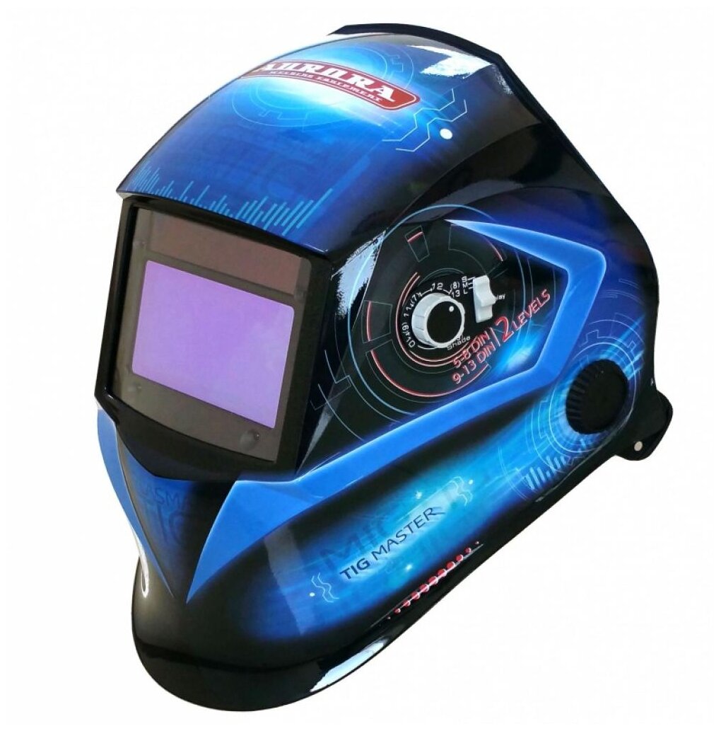 Маска сварщика Aurora SUN7 TIG MASTER 2-levels 16876 степень затемнения 9 DIN - 13 DIN синяя