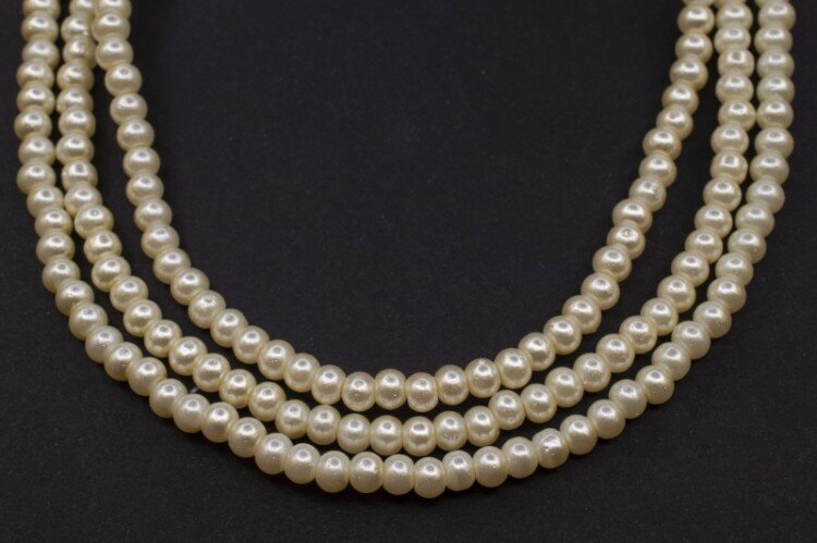 Жемчуг искусственный 3мм, отверстие 0,5мм, цвет молочный, 516-015, 1 нить (около 30см, около 90шт)