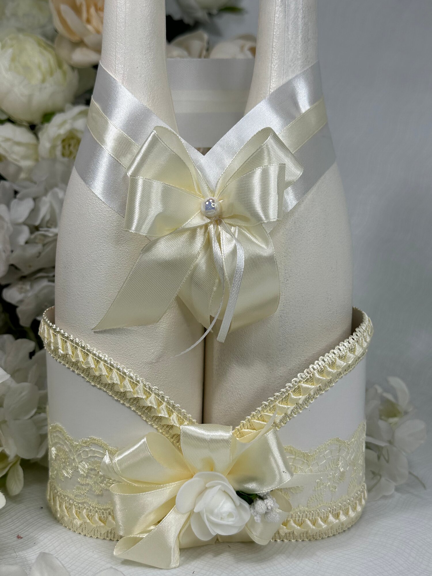 Украшение для шампанского Корзинка "Ажурная", айвори