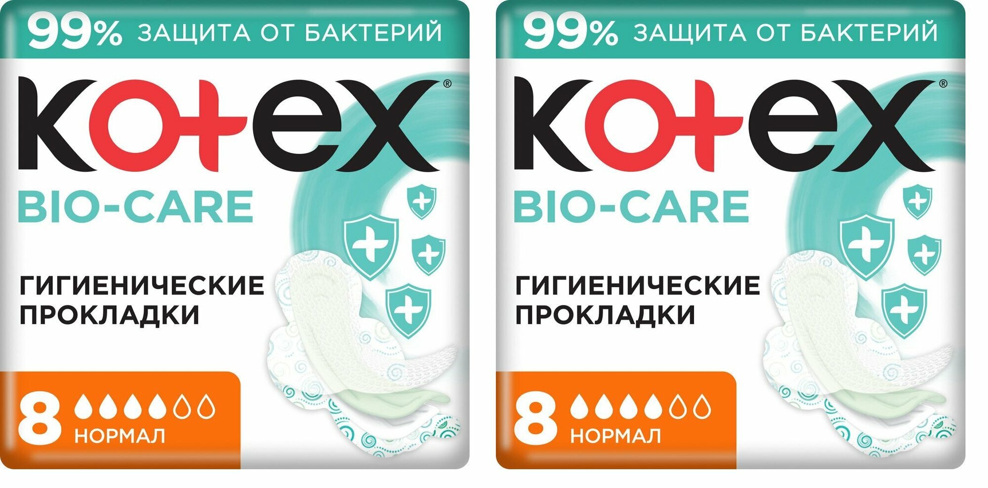 Прокладки KOTEX, BIO-KEA Normal, 8 шт, 2 уп