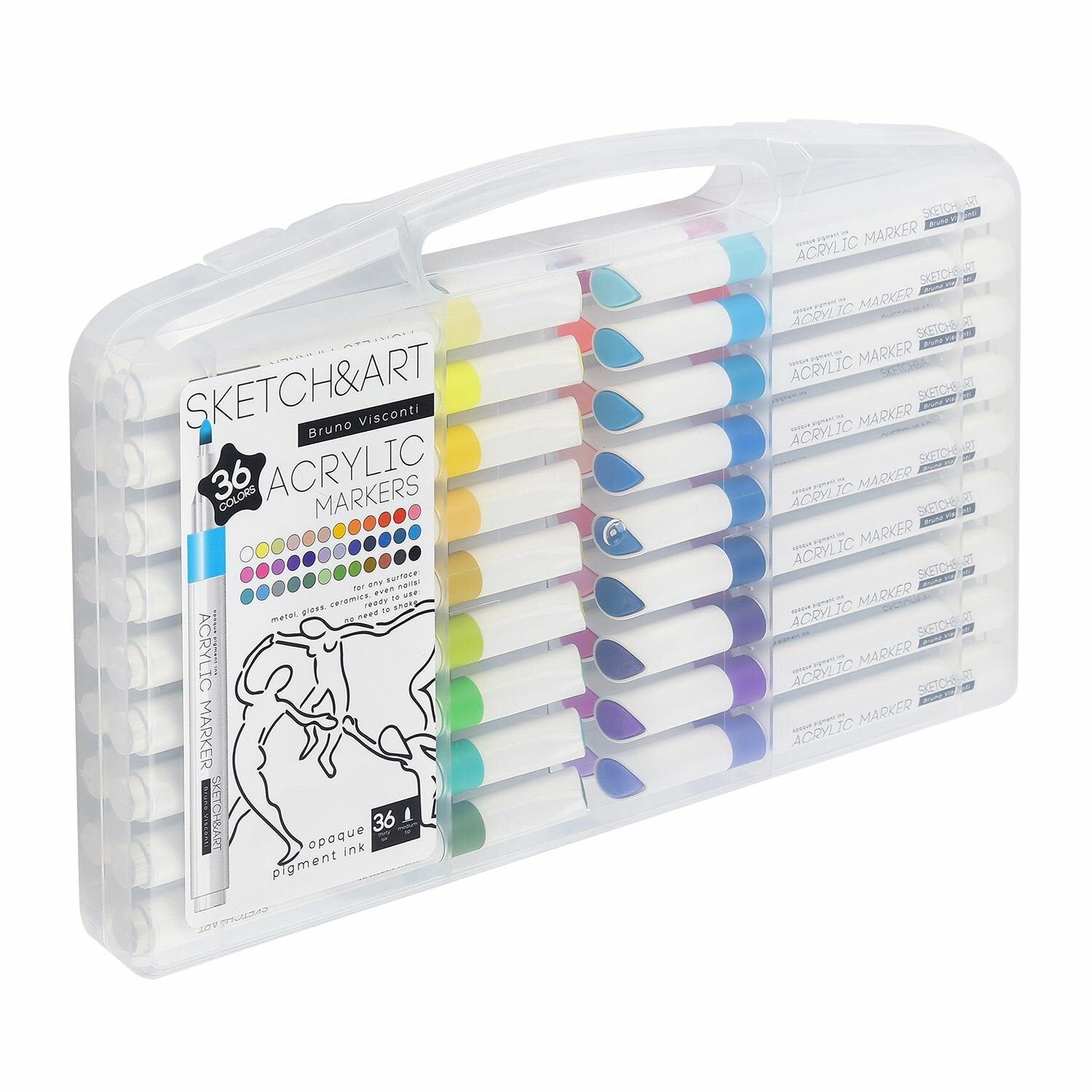 Маркеры для скетчинга акриловые фломастеры набор 36 цветов для рисования граффити / скетч маркеры Bruno Visconti "SKETCH&ART" арт.22-0147