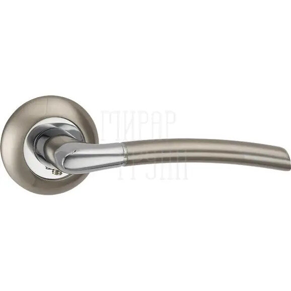 Дверная ручка Punto (Пунто) на круглой розетке "ARDEA" TL матовый никель + хром