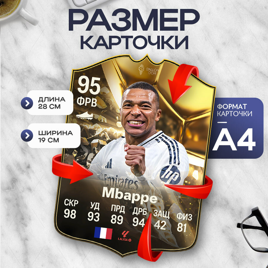 Футбольная карточка Мбаппе Реал 95 А4 — фото 1