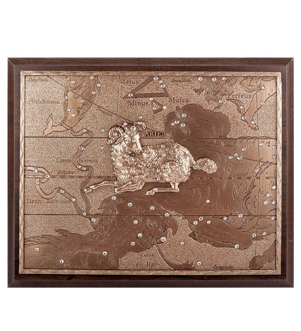 Панно Знак зодиака Овен 25х20 A2025931 разностор, Медь, ДСП, кристалы саровски