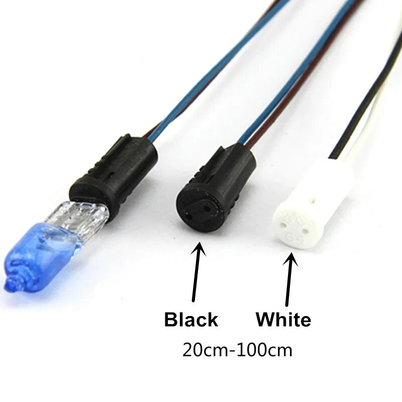 5 шт. Патрон лампы QINGYING G4 MR16, 20-100 см, черный/белый Black Socket, 100cm