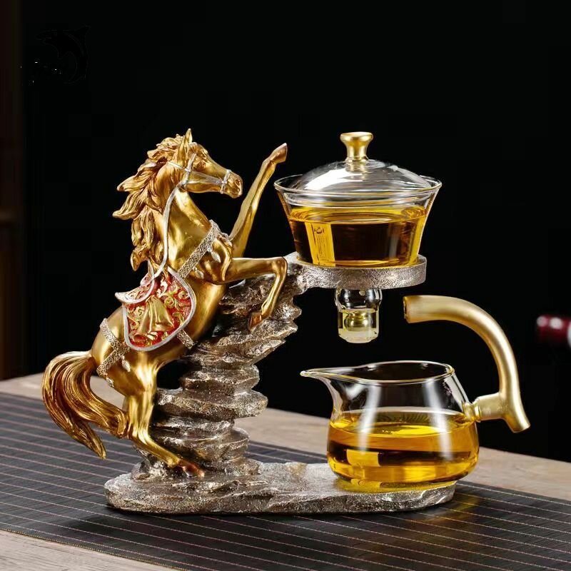 Стеклянный заварочный чайник с магнитной колбой и подставкой в виде животного для церемониального чаепития 400 мл