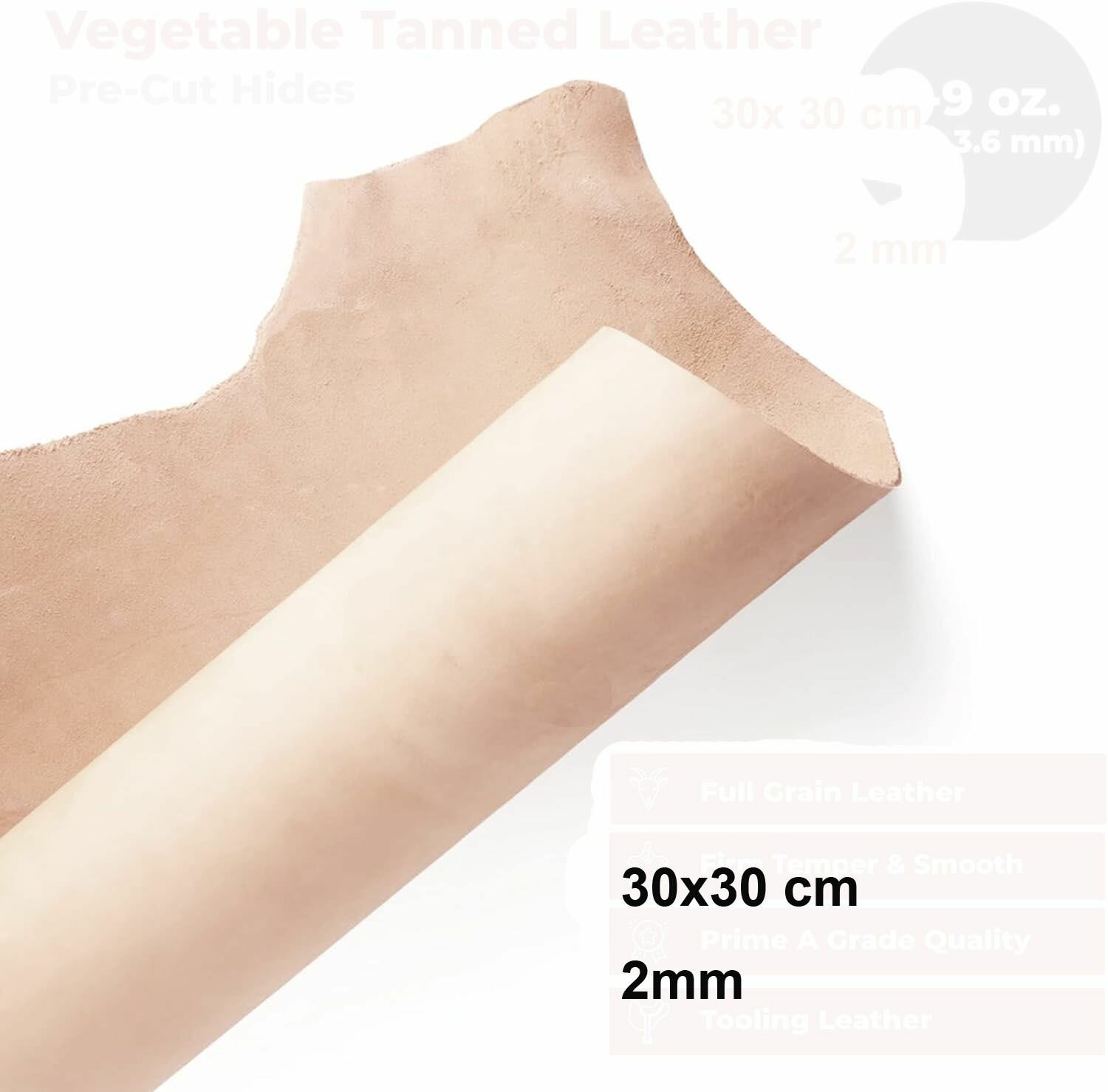 30x30cm Воловья кожа растительного дубления 2 мм